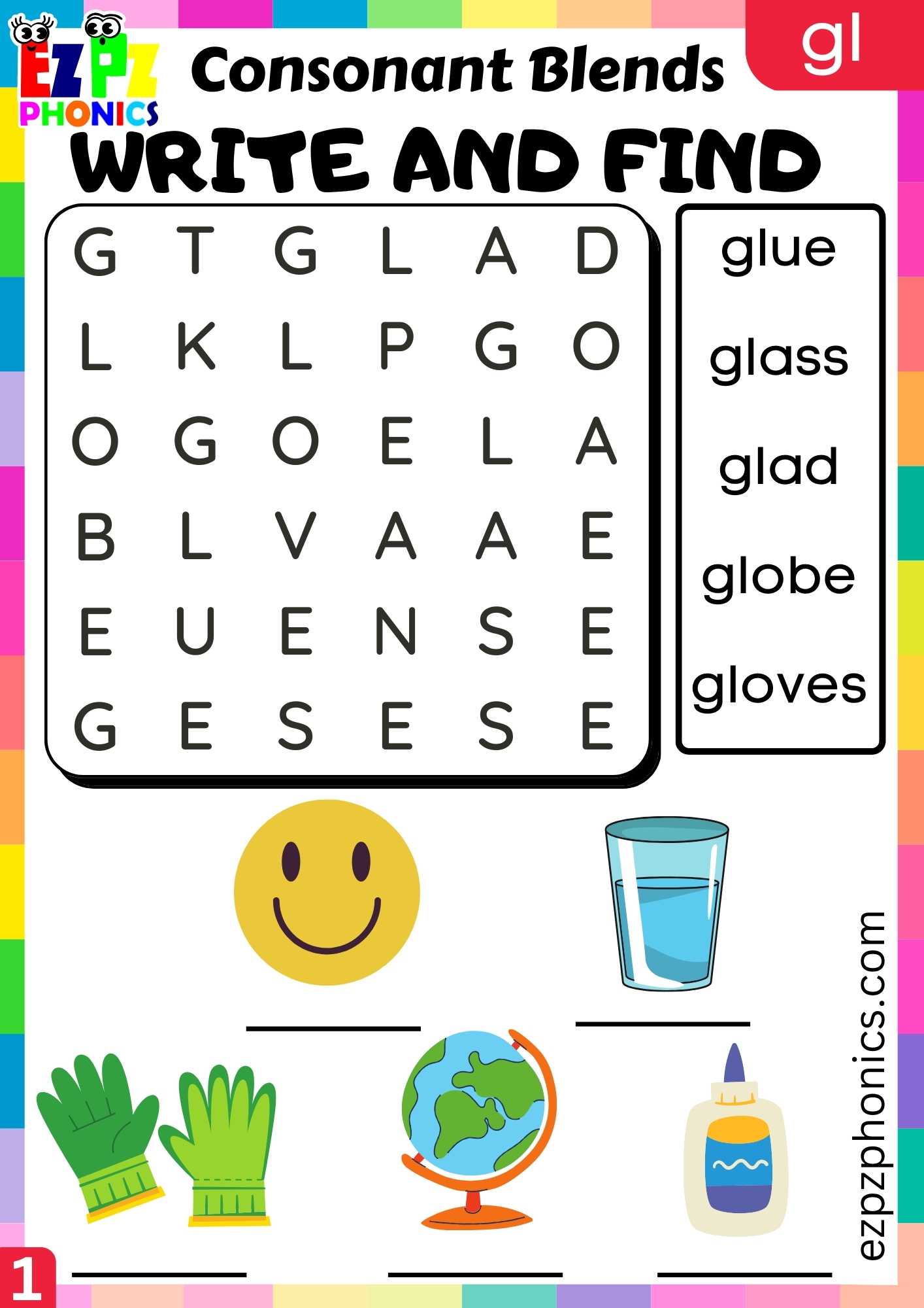 Group1 GL Words Write And Find Phonics Consonant Blends Worksheet ... Group1 GL Words Write And Find Phonics Consonant Blends Worksheet ...
